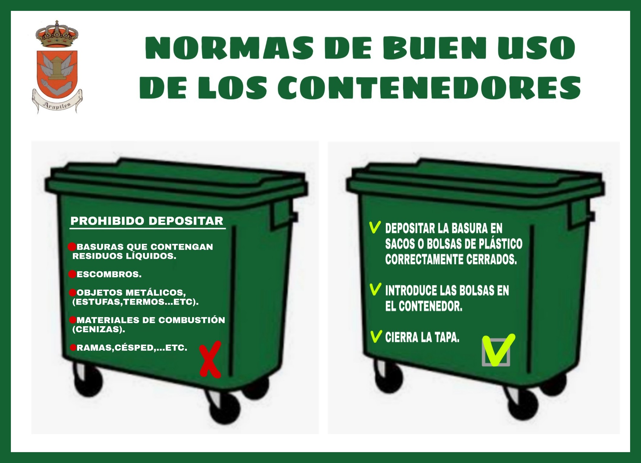 Recordamos las normas del buen uso de los contenedores
