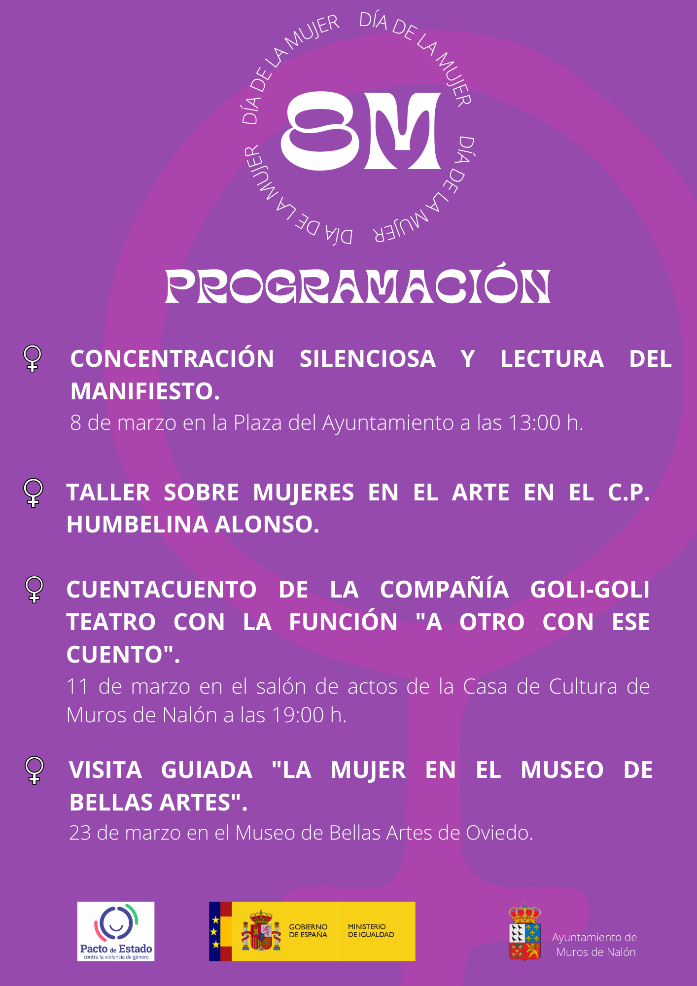 8M. Día Internacional de la Mujer. Programación.