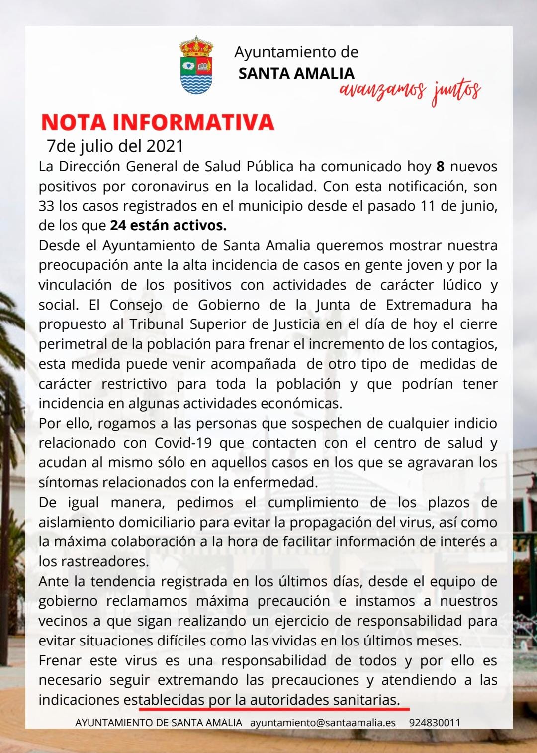 Nota Informativa Miércoles 7 de Julio de 2021