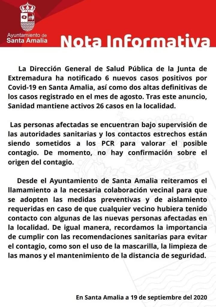 Nota Informativa, sábado 19 de septiembre.