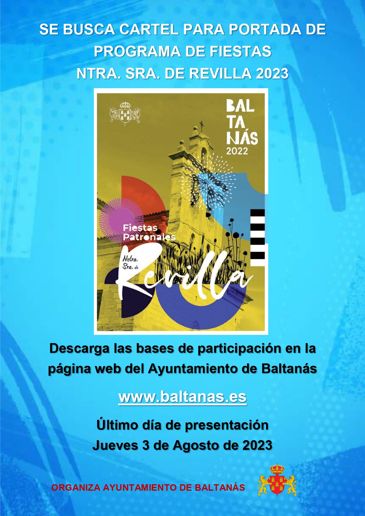 SE BUSCA CARTEL PARA PORTADA DE PROGRAMA DE FIESTAS NTRA. SRA. DE REVILLA 2023