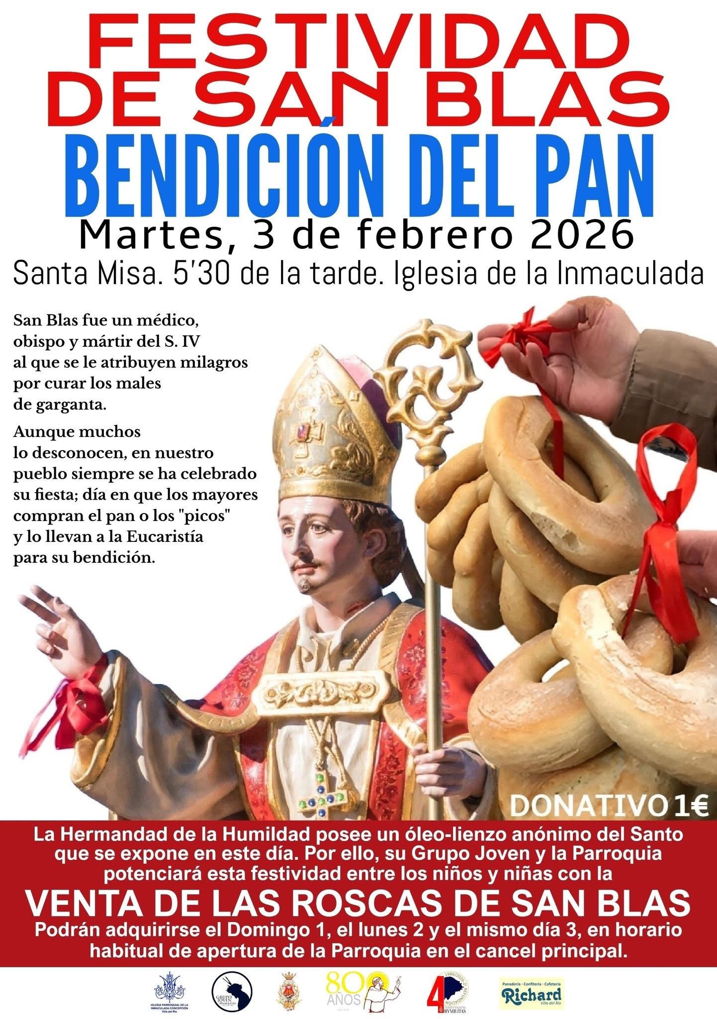 LA FESTIVIDAD DE SAN BLAS Y LA BENDICIÓN DEL PAN TENDRÁ LUGAR EL MARTES ...