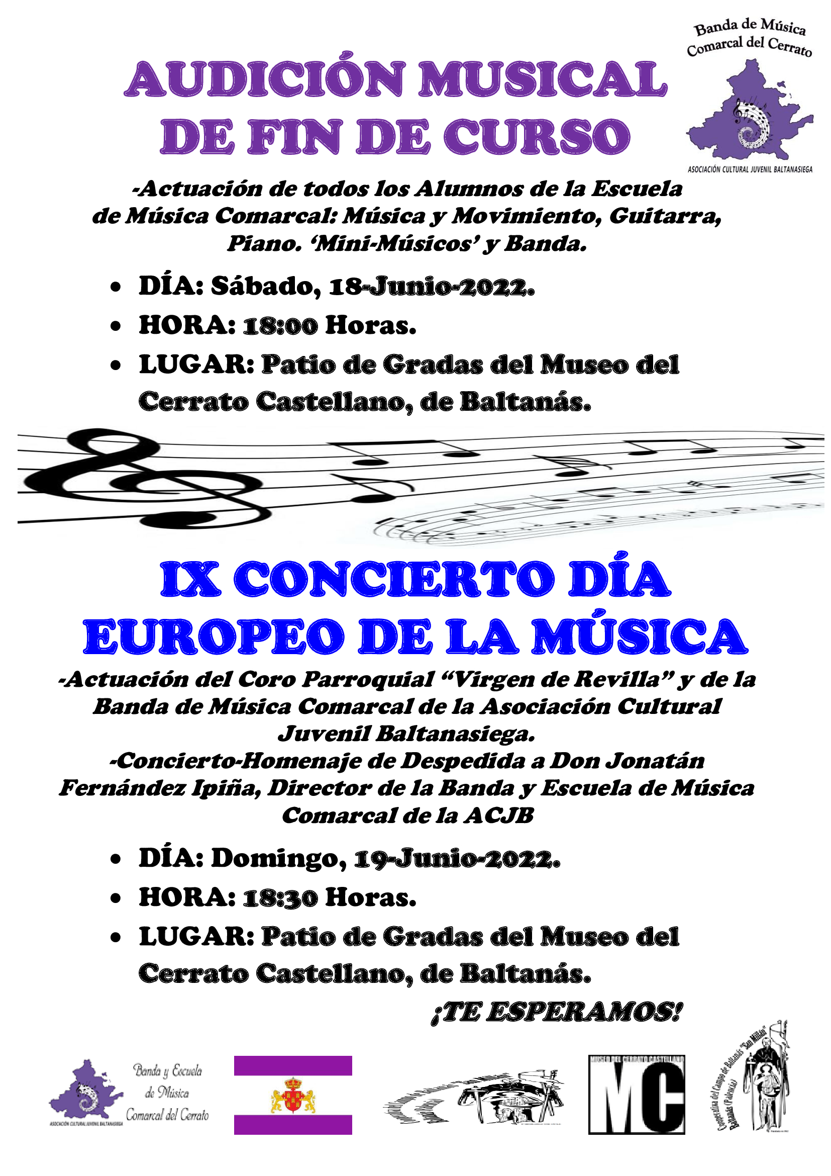 AUDICIÓN MUSICAL FIN DE CURSO Y IX CONCIERTO DÍA EUROPEO DE LA MUSICA