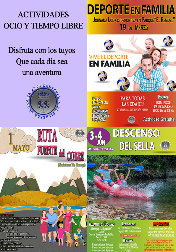 PROXIMAS ACTIVIDADES PROGRAMADAS. OCIO Y TIEMPO LIBRE