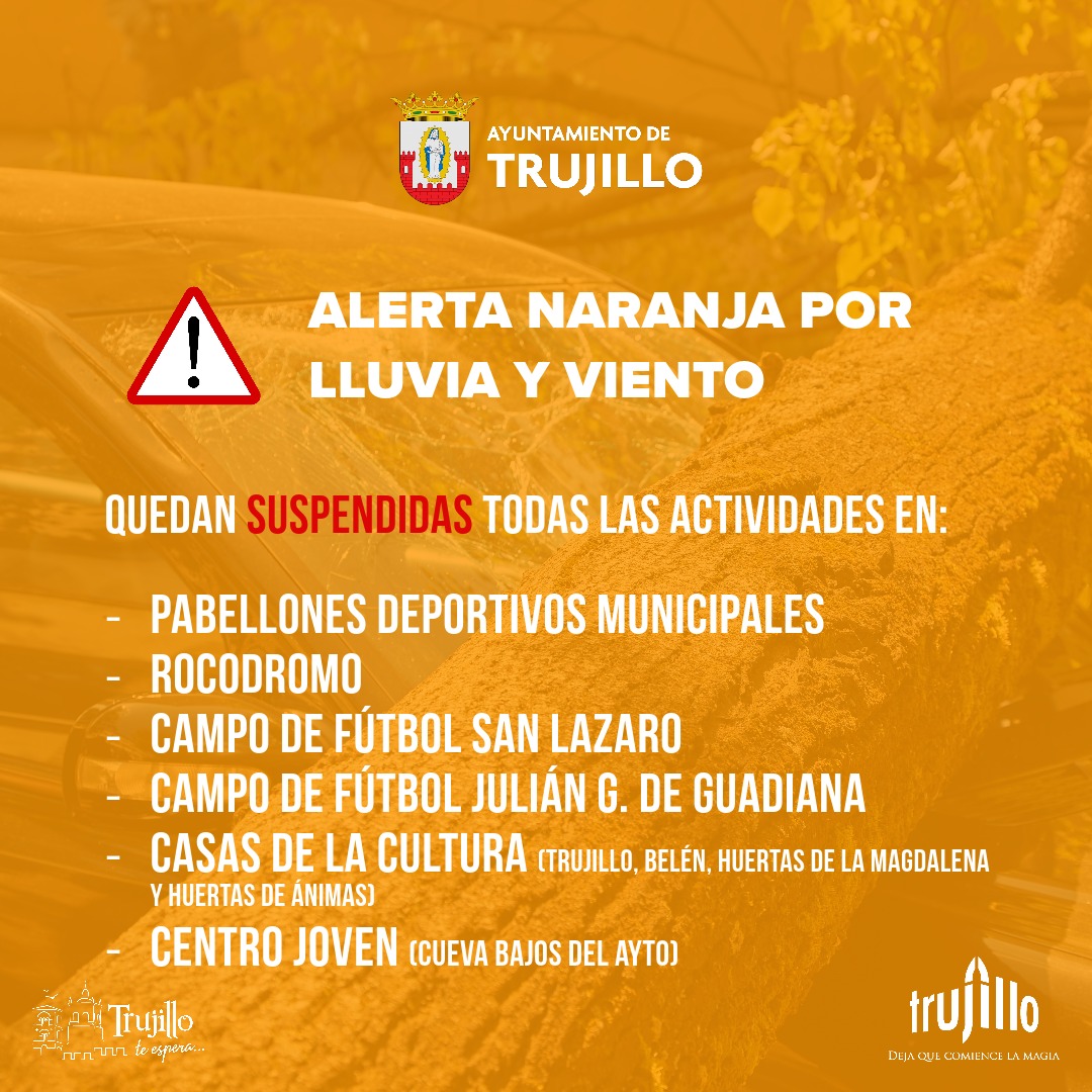 Alerta Naranja por fuertes lluvias y viento.