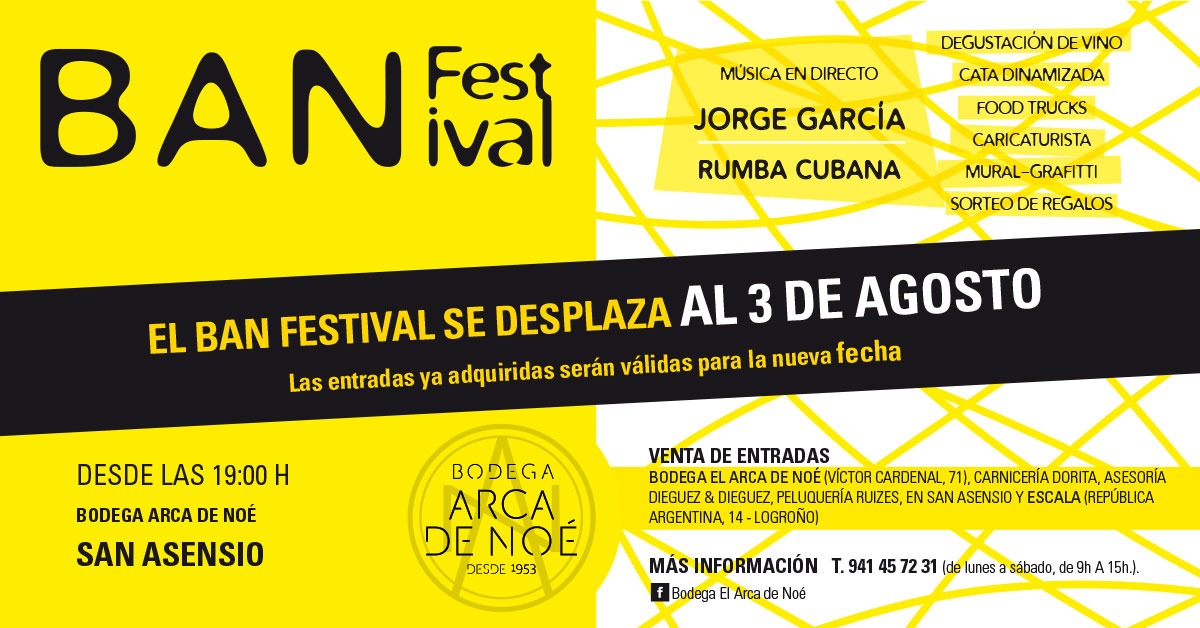 BAN Festival se desplaza al 3 de agosto