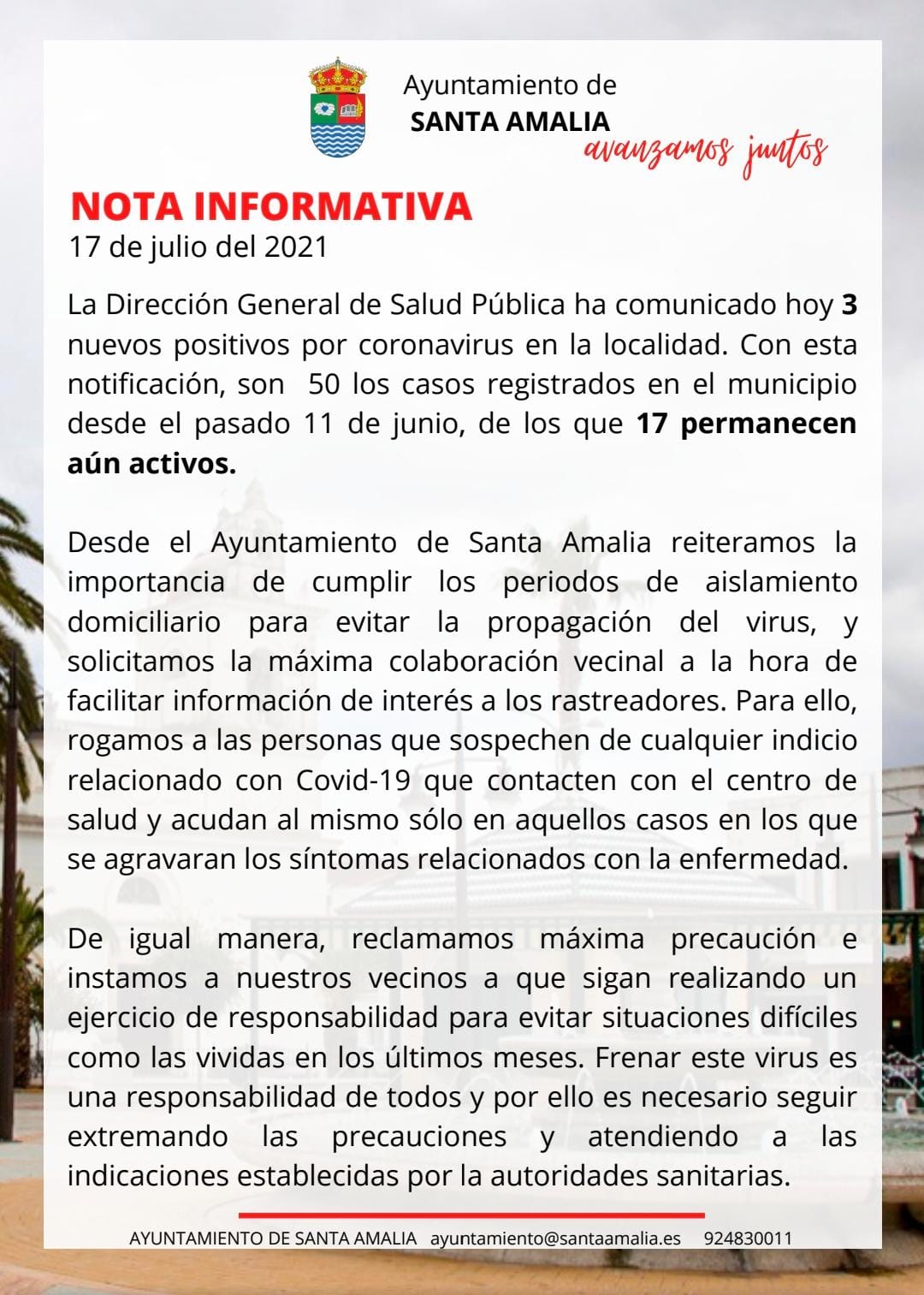 Nota informativa Sábado 17 de Julio