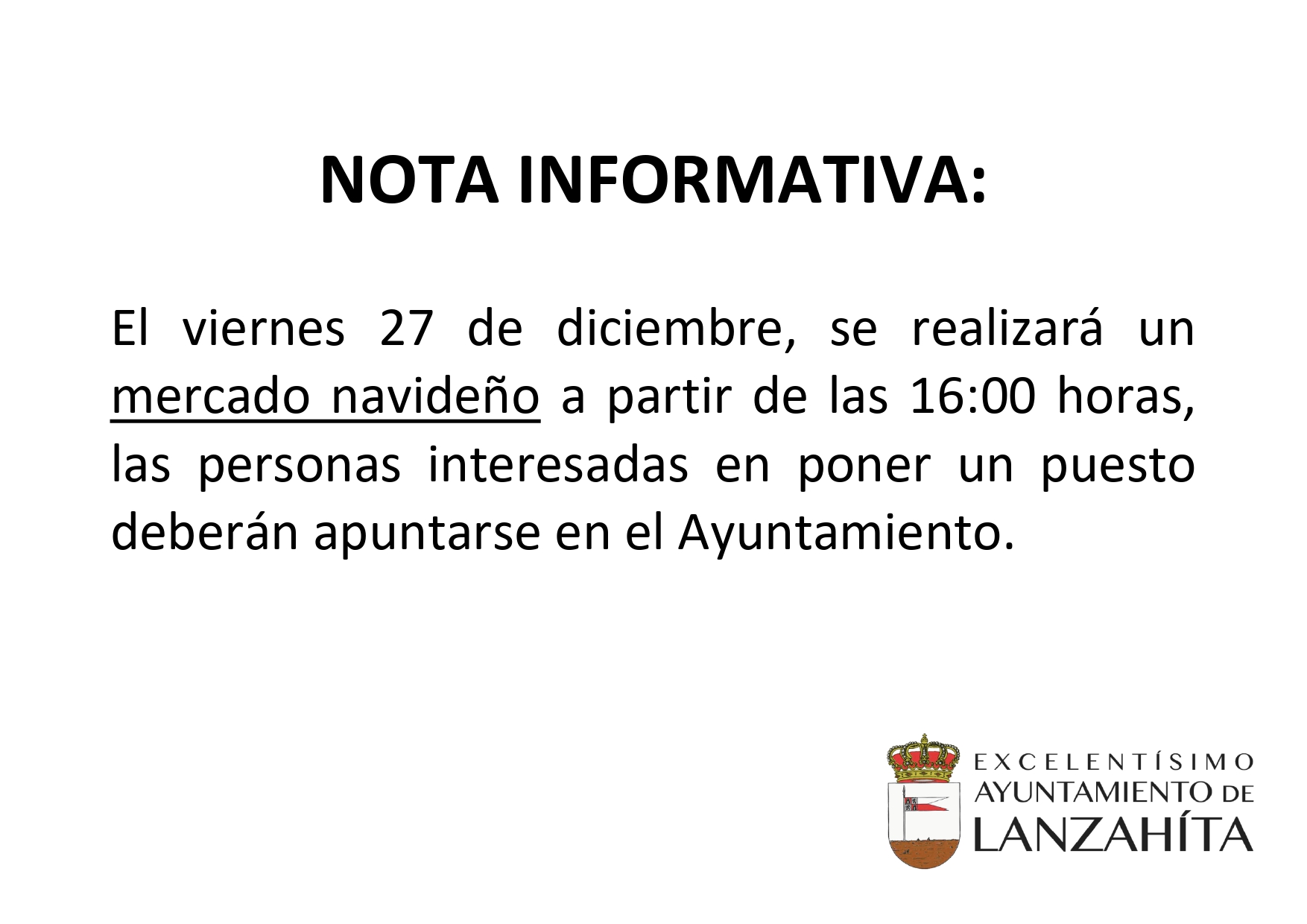 NOTA INFORMATIVA- MERCADO NAVIDEÑO